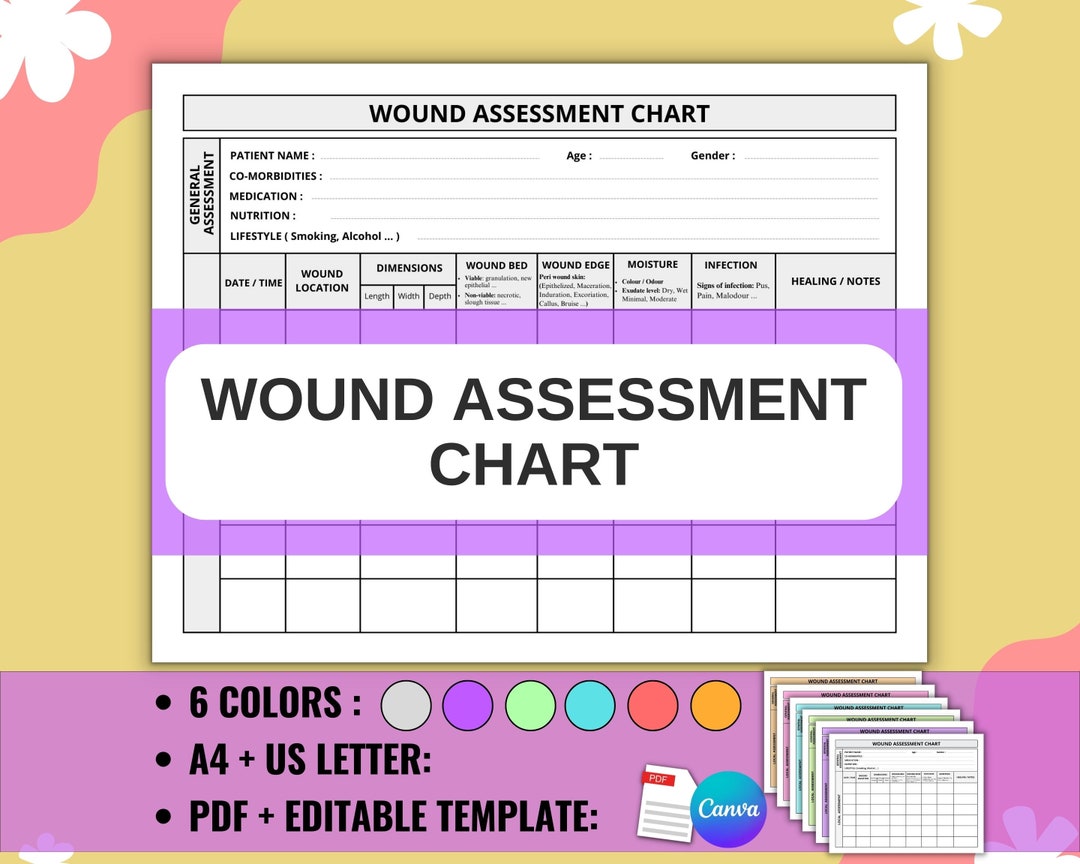 Wound Assessment Chart for Nurses and Caregivers Patient Skin Care Form ...