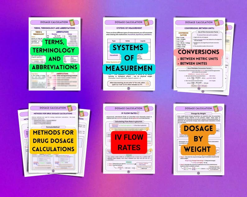Nursing Dosage Calculation Study Guide BUNDLE: Pharmacology Med Math ...