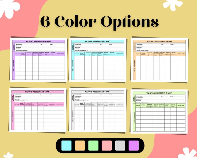 Wound Assessment Chart for Nurses: Printable & Editable Templates - Etsy