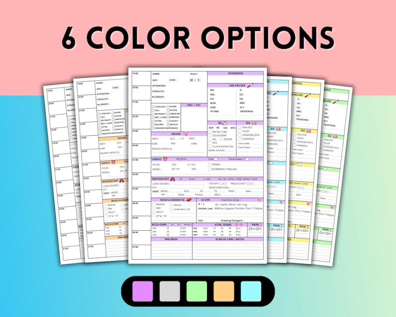 ICU Nurse Report Sheet With Hourly Rounding - Etsy