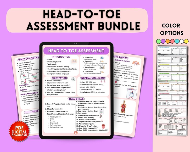 Head-to-toe Assessment BUNDLE Assessment Guide Checklist - Etsy UK