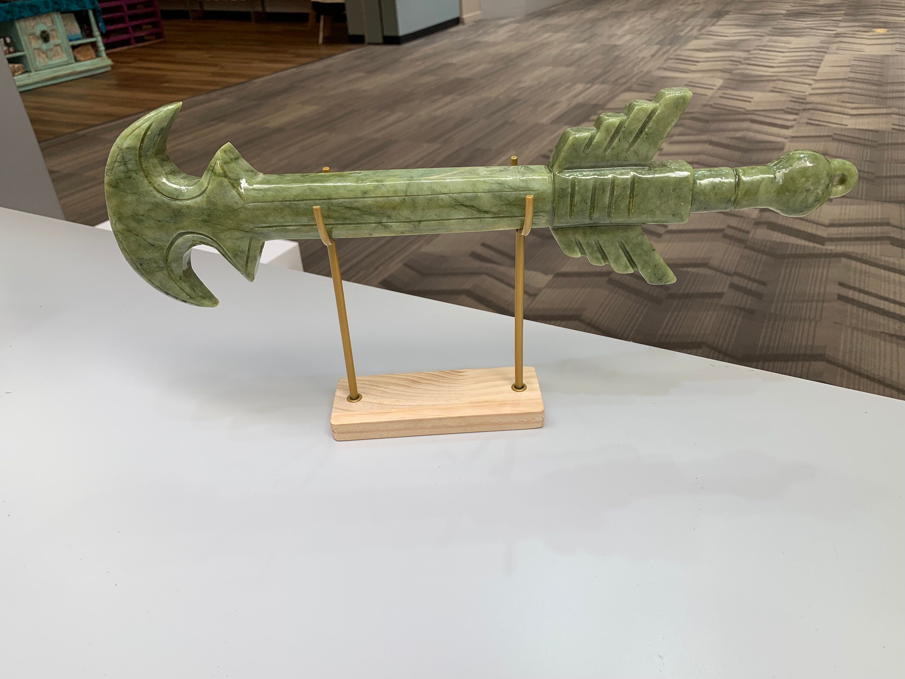Nephrite Jade Konda Sword Green Jade Carving, Unique Gifts Stand Not ...