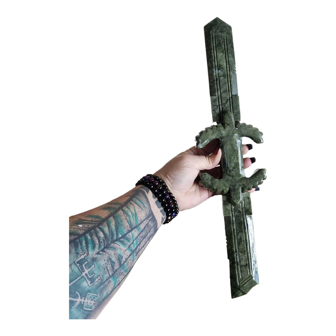 Nephrite Jade Thanos Crystal Sword Green Jade, Crystal Carving, Thanos ...