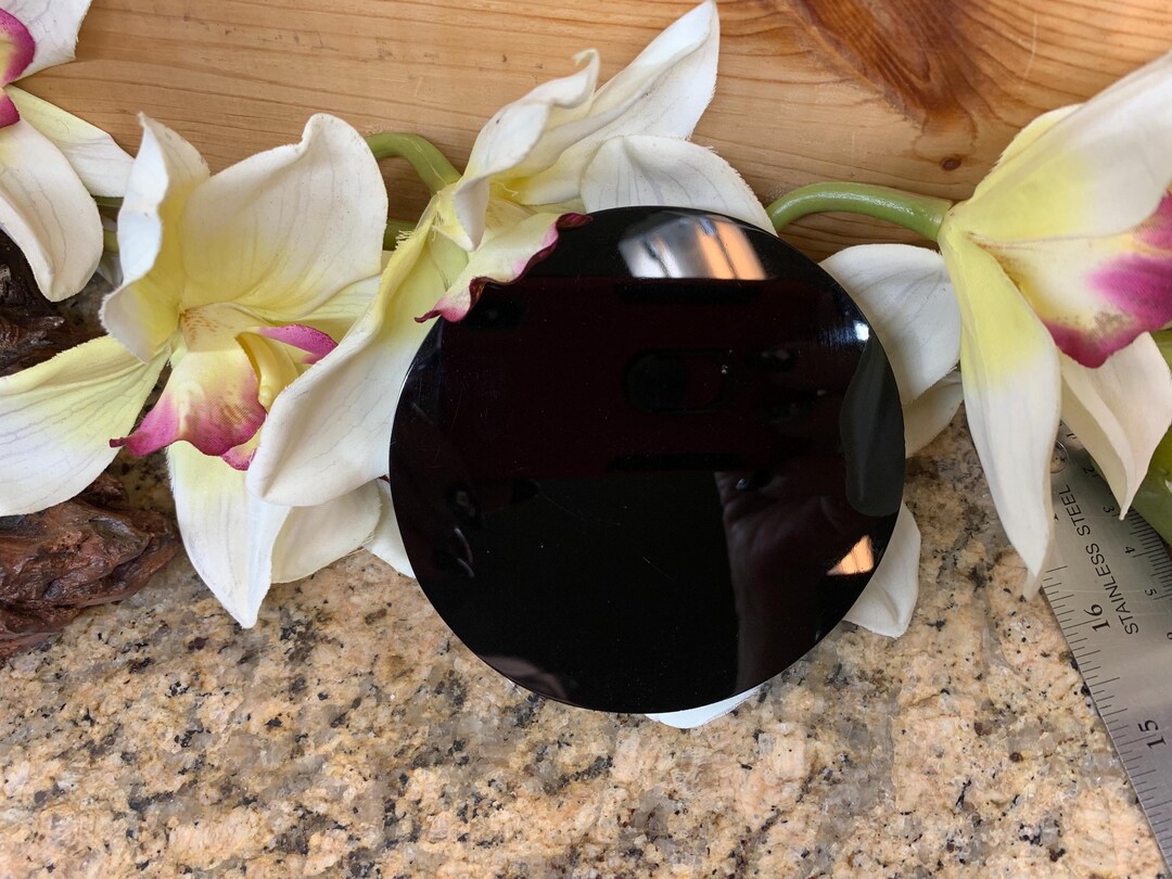 Rare Obsidian Scrying Healing Mirror Round 4" Plate Troxler Fading ...