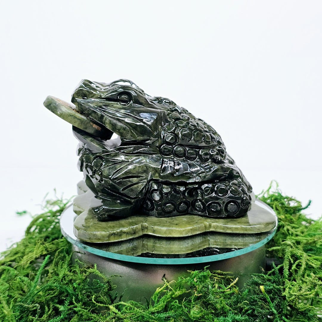 2.1lb Nephrite Jade Money Toad Frog Natural Crystal Carved & Polished ...
