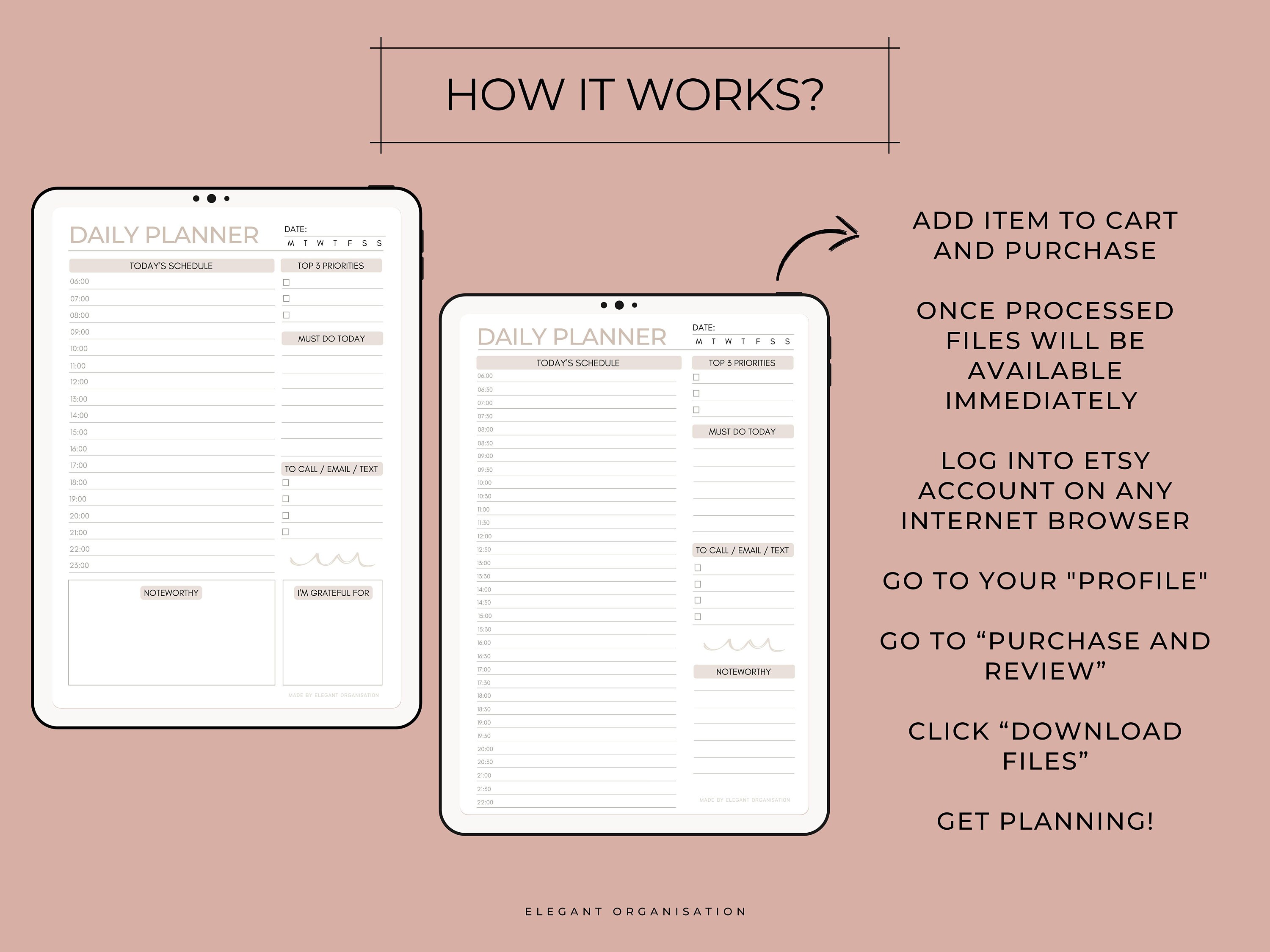Digital Daily Planner 2022 2023, Work From Home Planner, Undated ...