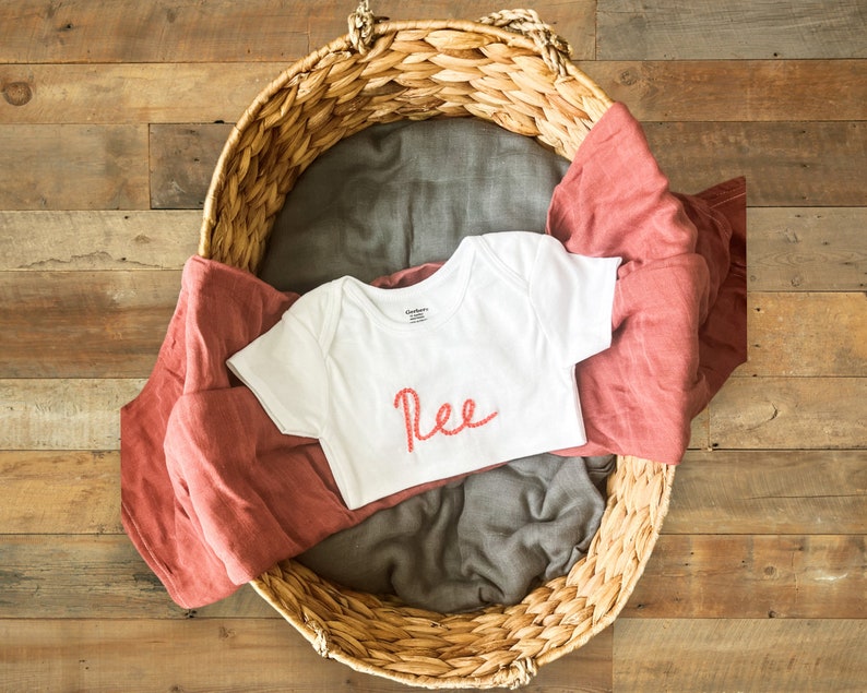 Personalized Hand Embroidered Baby Name Onesie - Etsy