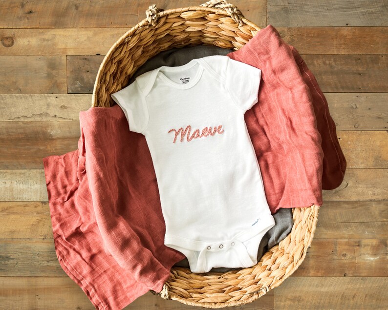 Personalized Hand Embroidered Baby Name Onesie - Etsy
