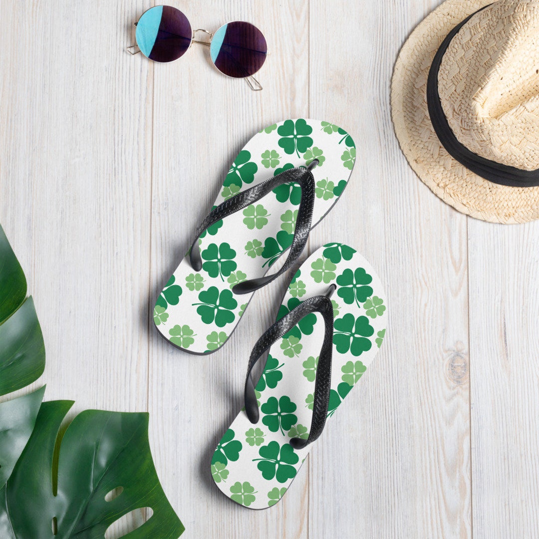 Clover Print Flip-flops, Rubber Sole Summer Slippers - Etsy