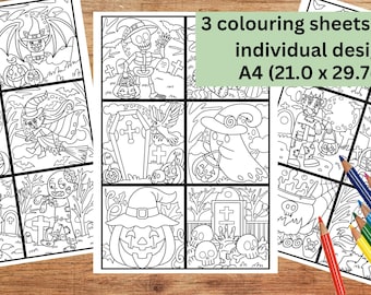 Printable Cute Halloween Colouring Pages Halloween Mindful - Etsy