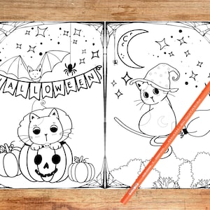 Printable Halloween Cats Colouring Pages, Halloween Cat Coloring Sheets ...
