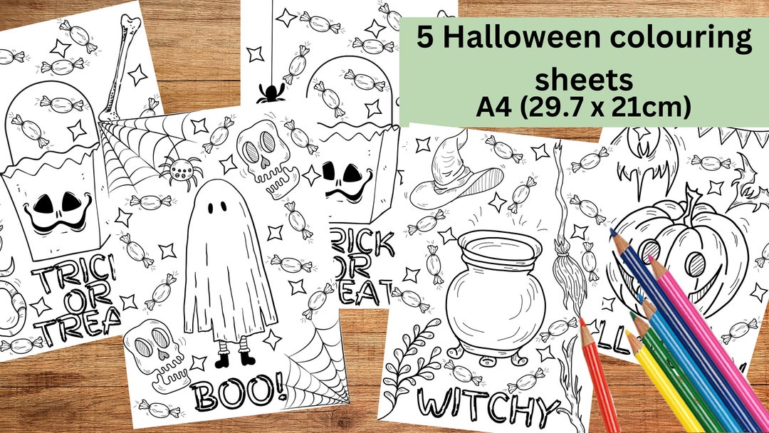 Printable Cute Halloween Colouring Pages, Halloween Mindful Colouring ...