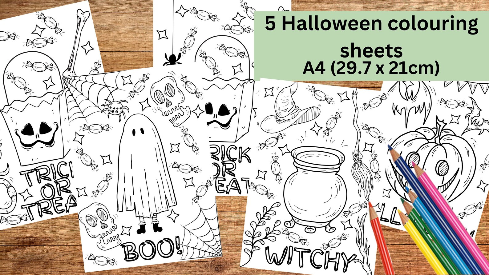 Printable Cute Halloween Colouring Pages, Halloween Mindful Colouring ...