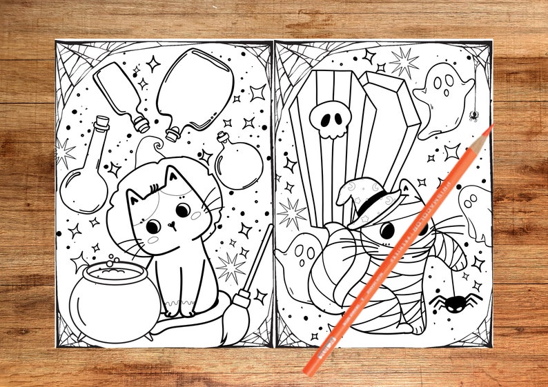 Printable Halloween Cats Colouring Pages, Halloween Cat Coloring Sheets ...