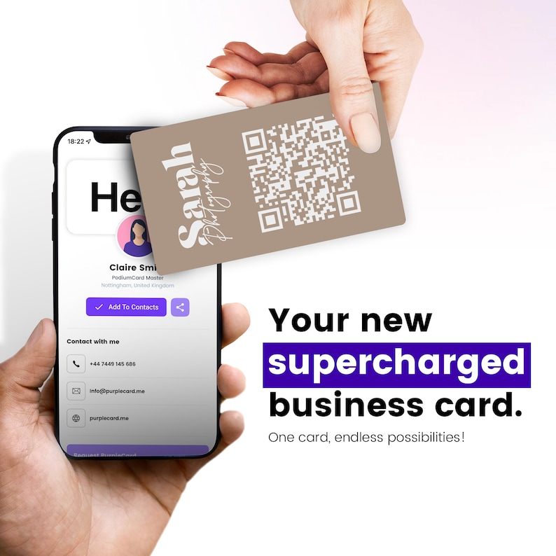 Modern QR Code Business Cards, Smart Business Cards, White Business ...