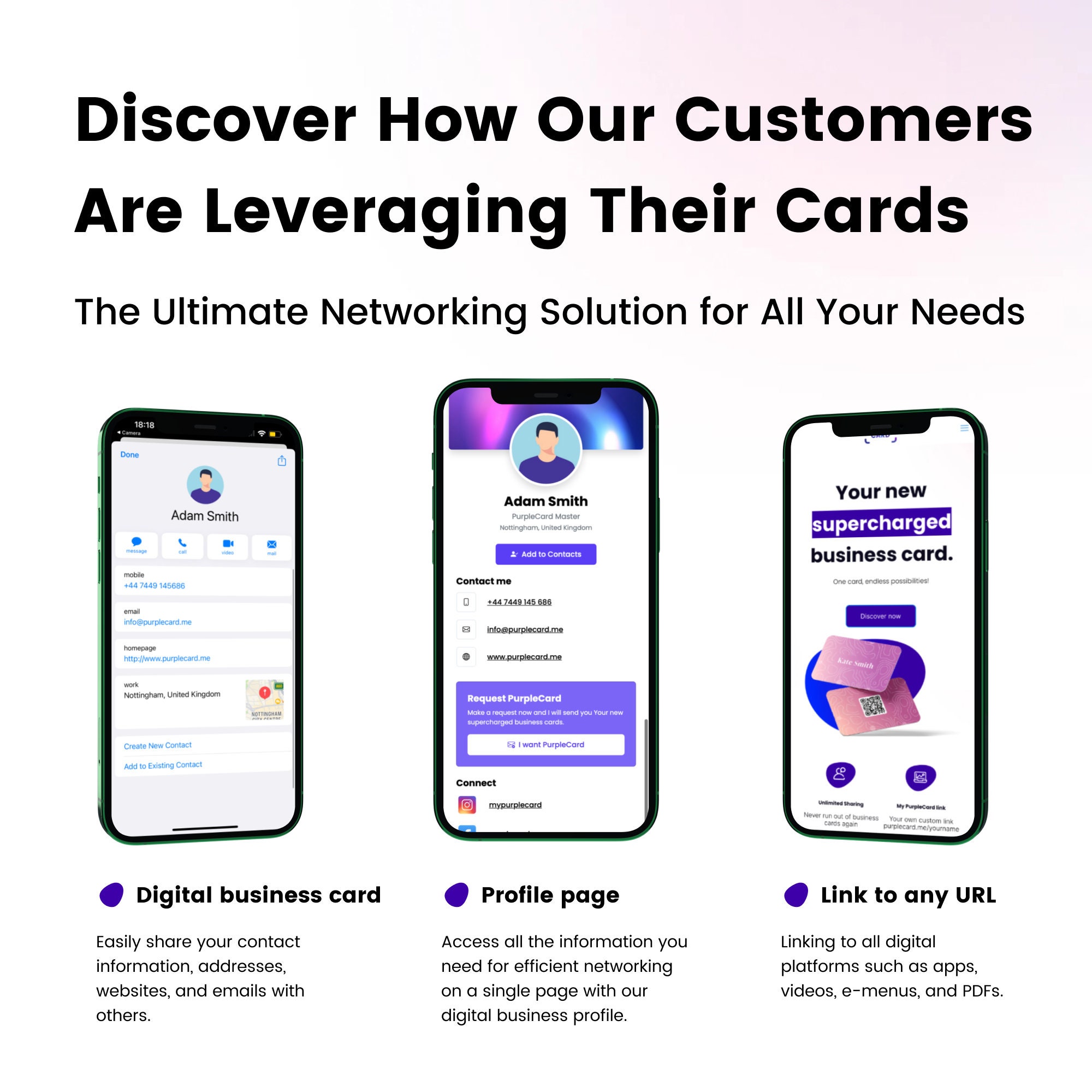 Smart Purple Business Card, NFC Business Card, QR Code Business Card ...