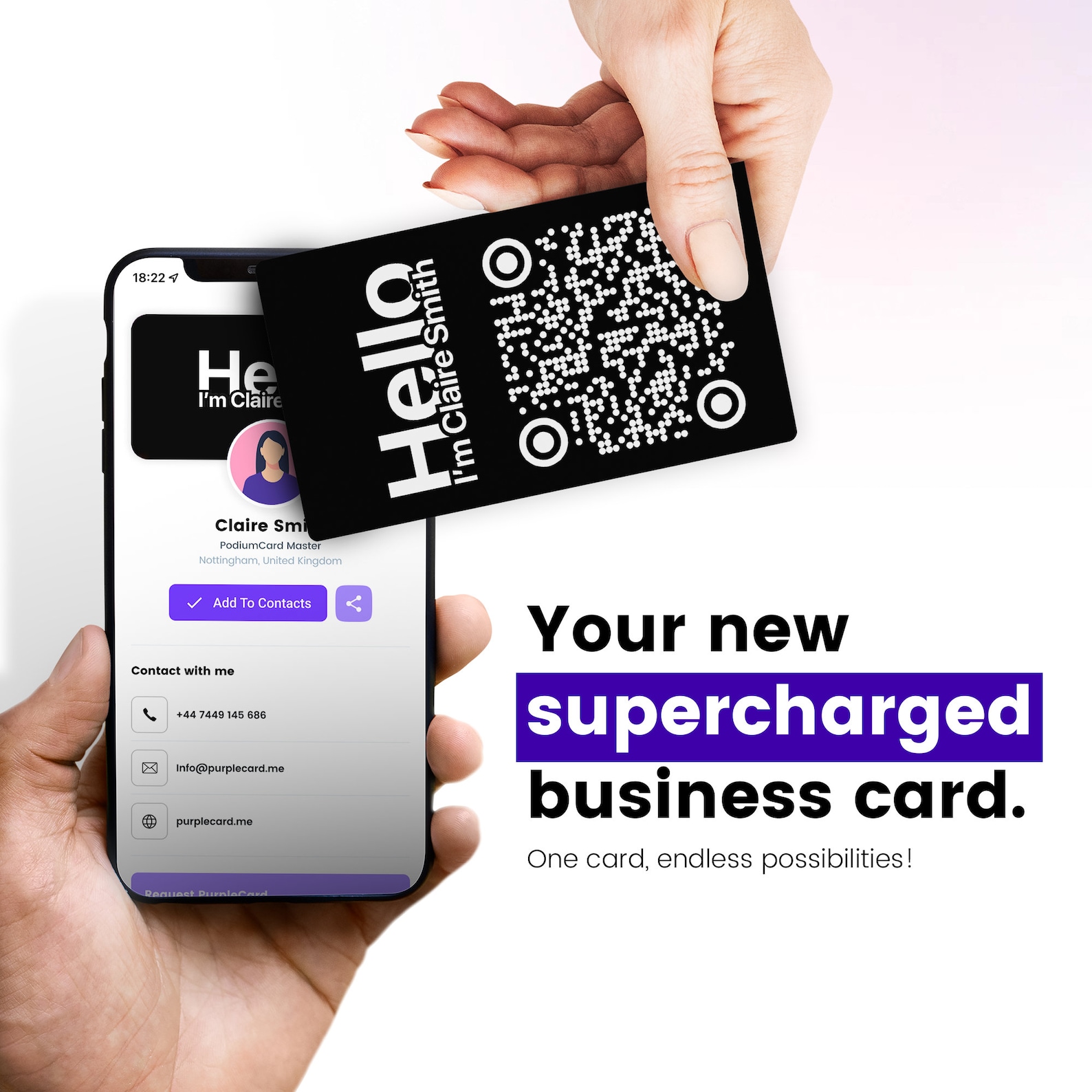 Social Media Scan Me QR Code Modern Simple Smart Business Card, Black ...