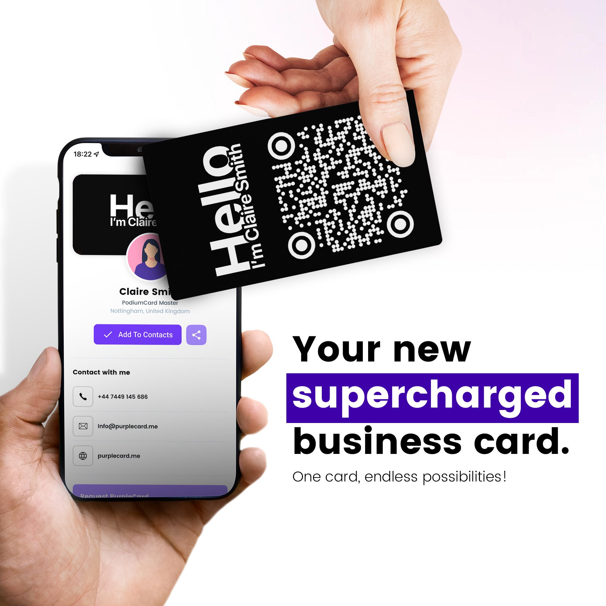 Social Media Scan Me QR Code Modern Simple Smart Business Card, Black ...