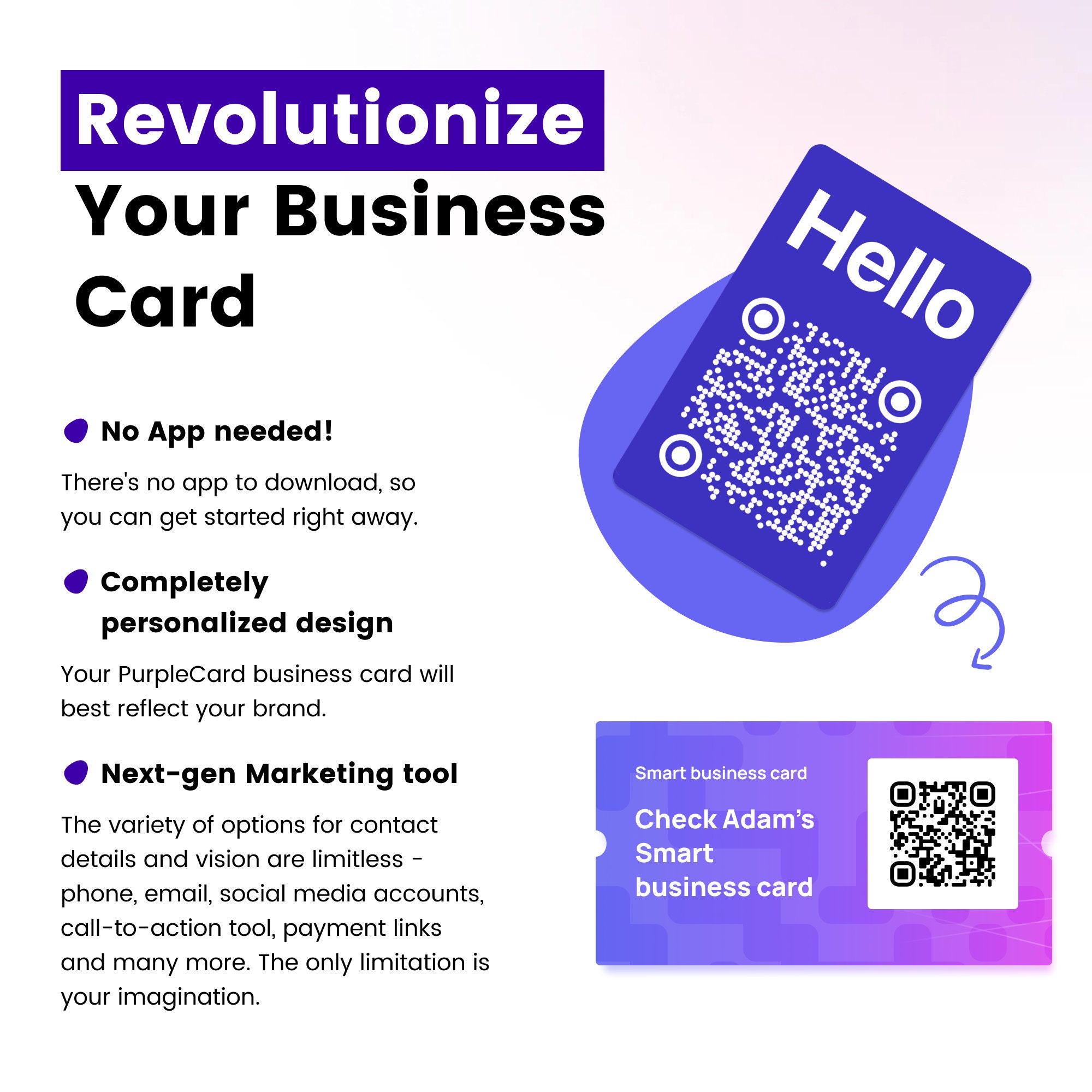 Smart Purple Business Card, NFC Business Card, QR Code Business Card ...