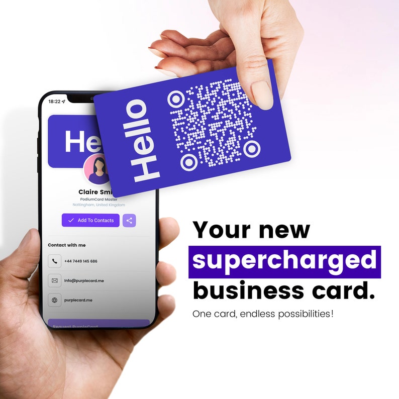 Smart Purple Business Card, NFC Business Card, QR Code Business Card ...