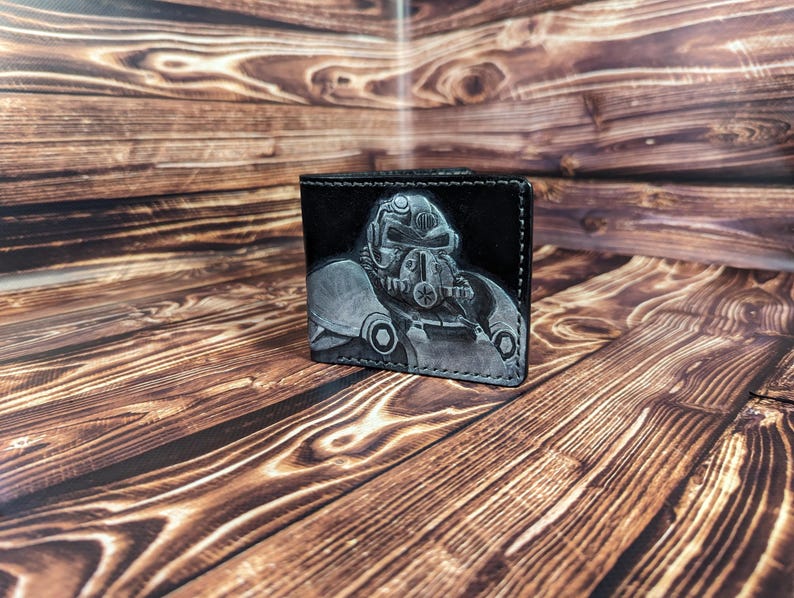 Fallout, Power Armor, Fallout 4, Hand Tooled Wallet, Carved Wallet ...
