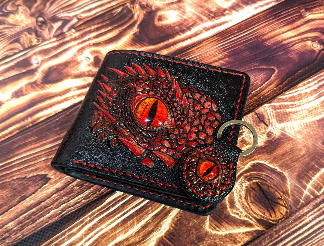 Wallet Red Dragon, Eye of the Dragon, Keychain for Free, Purse, Leather ...