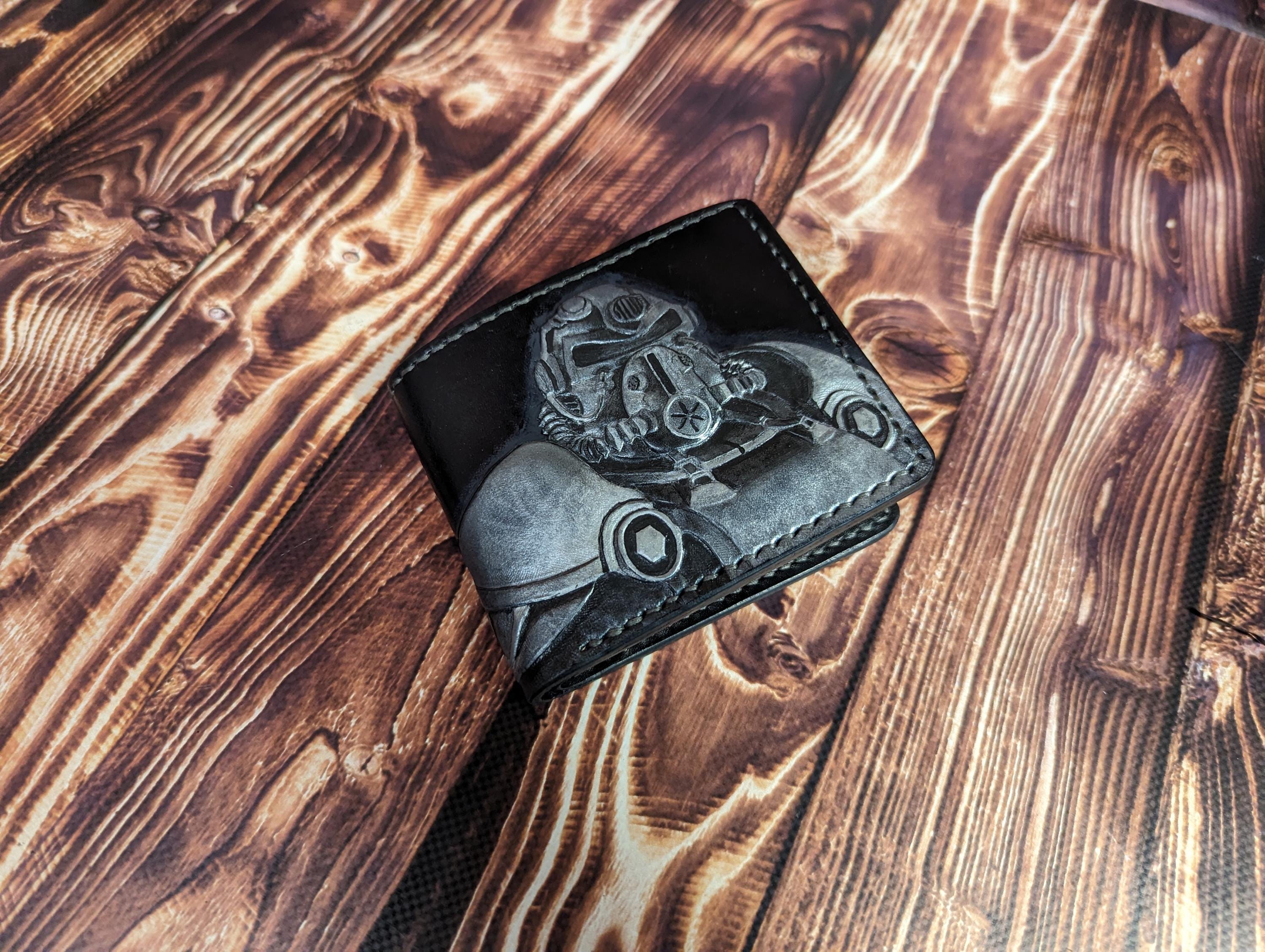 Fallout, Power Armor, Fallout 4, Hand Tooled Wallet, Carved Wallet ...
