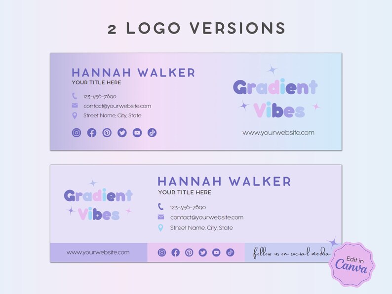 Email Signature Template Bundle With Photo & Logo, Canva Email Template ...