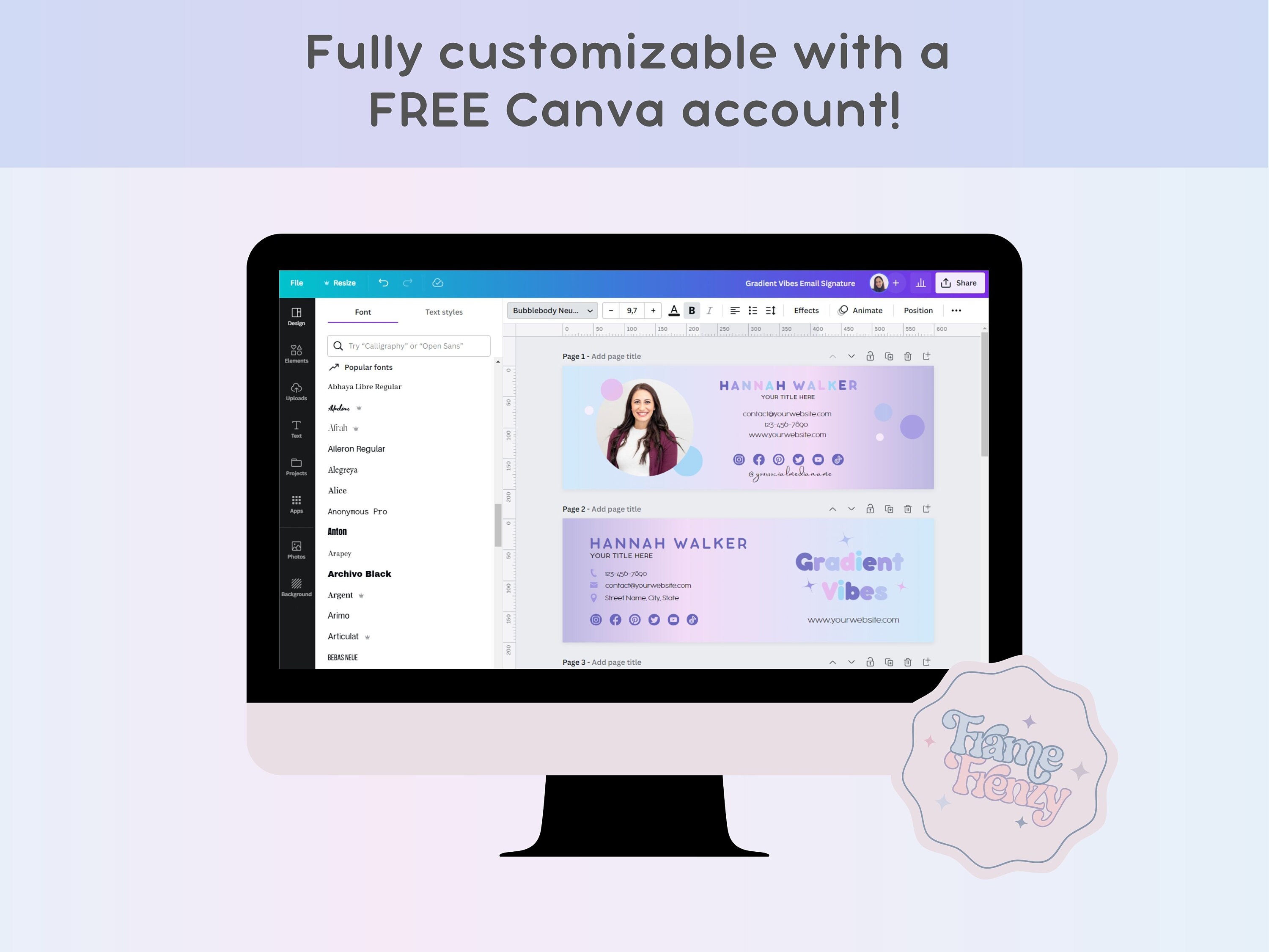 Email Signature Template Bundle With Photo & Logo, Canva Email Template ...