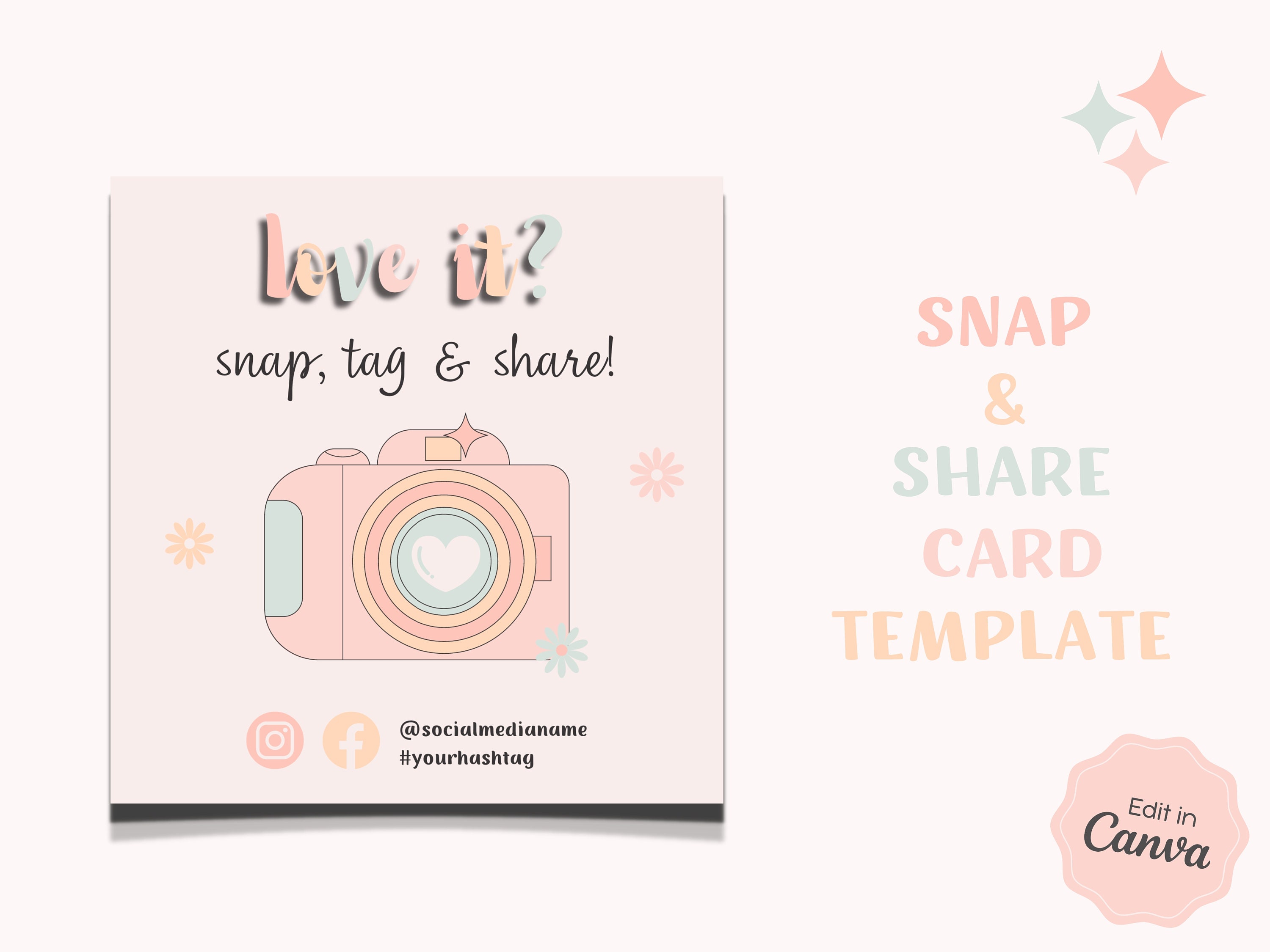 Snap and Share Card Template, Printable Small Business Thank You ...