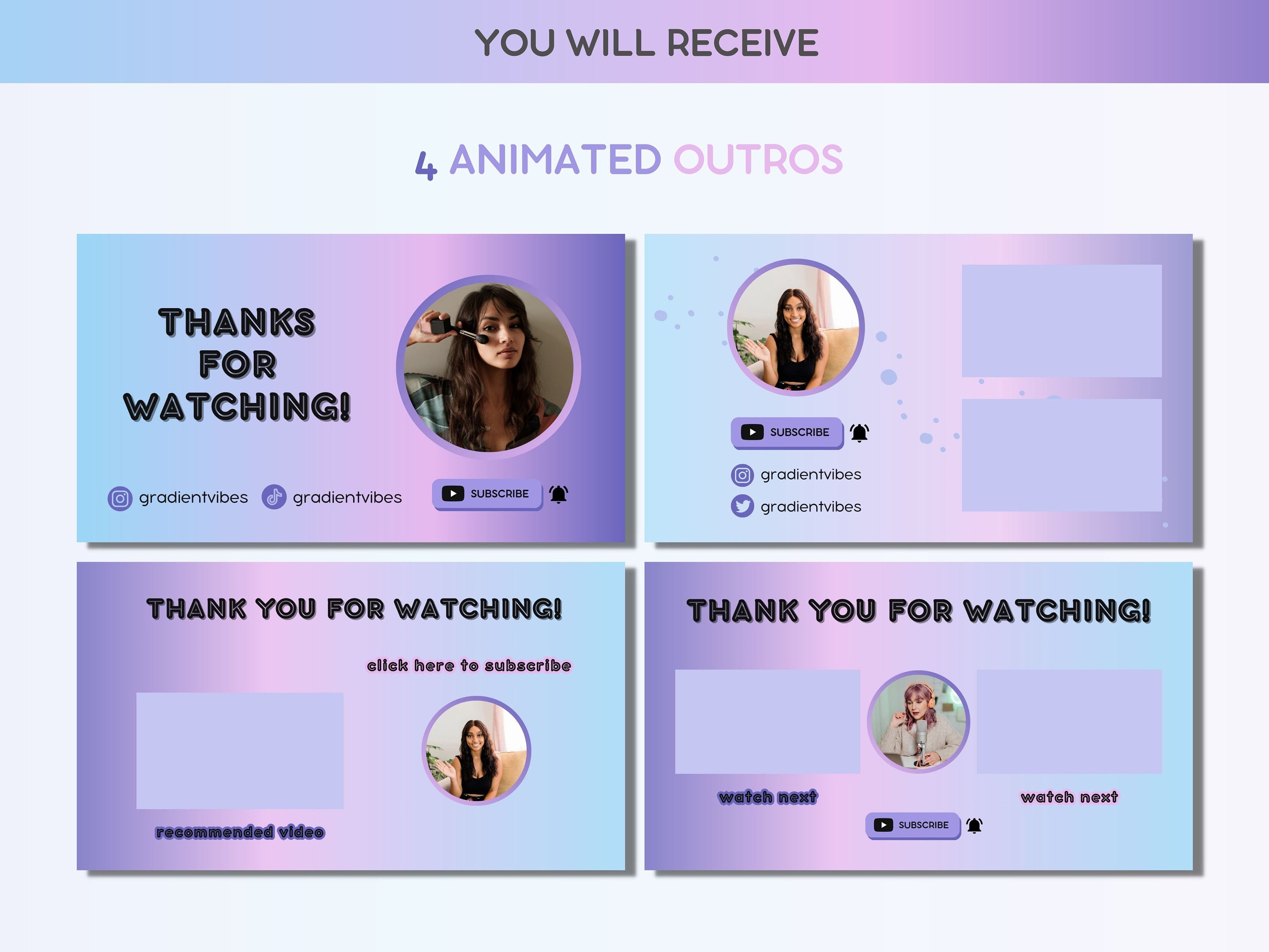 Youtube Banner, Intro, Outro & Thumbnail, Pastel Youtube Branding Kit ...