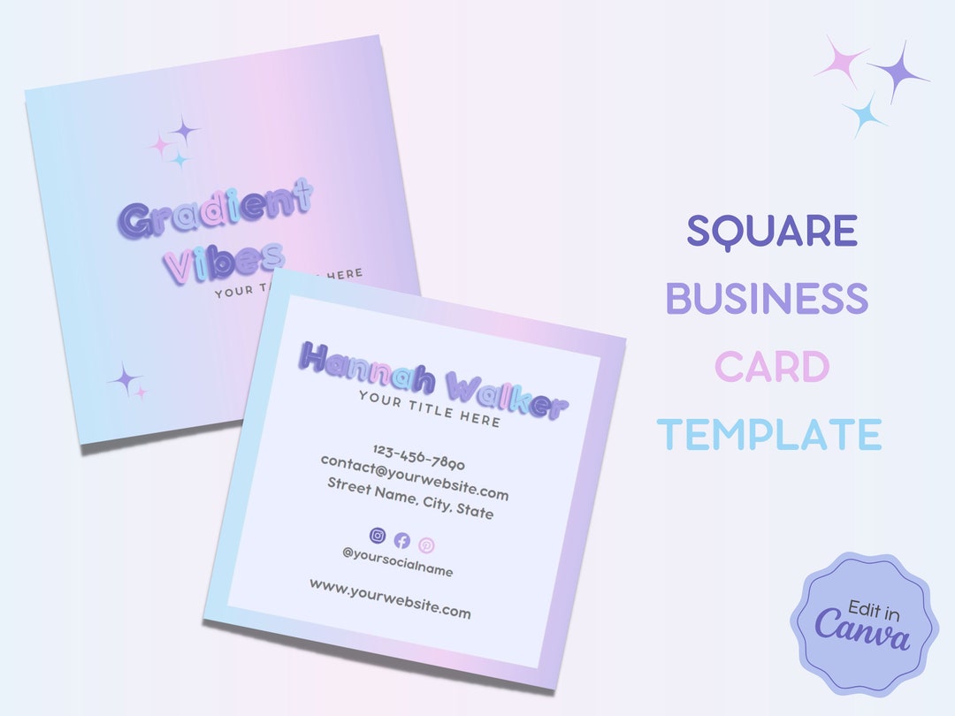 Square Business Card Template Instant Download, Printable Business Card ...