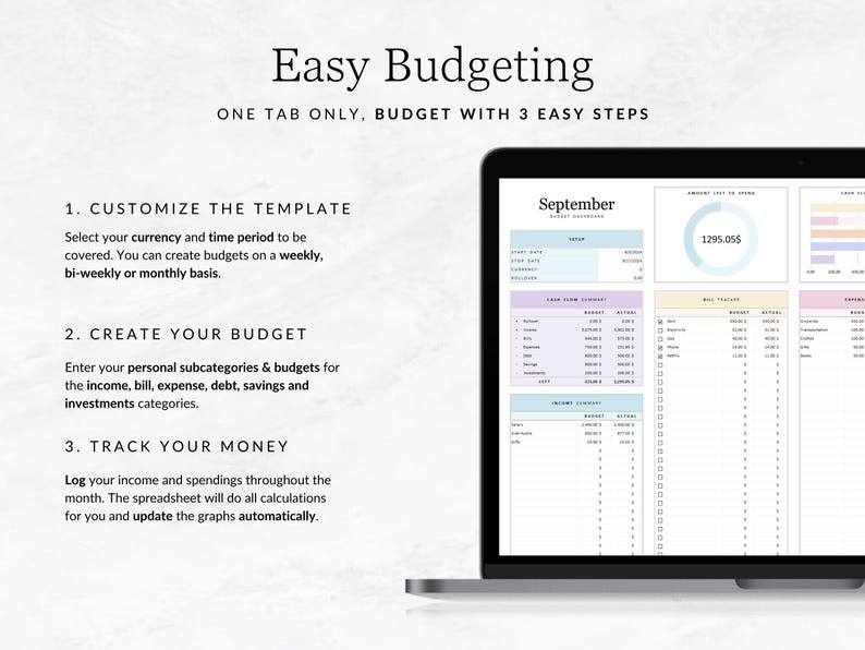 Microsoft Excel Budget Template for PC, Mac, iPad and Iphone, Income and Expense Spreadsheet ...