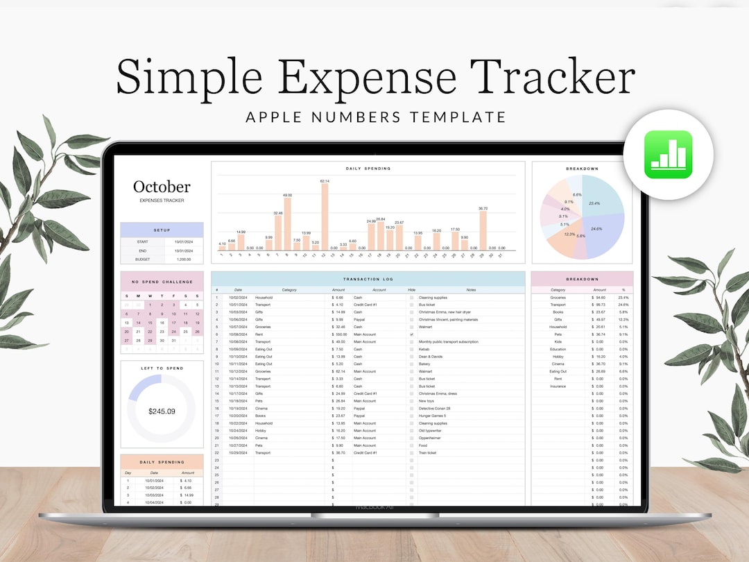 Apple Numbers Expenses Tracker for Mac, iPad and Iphone, Expense ...