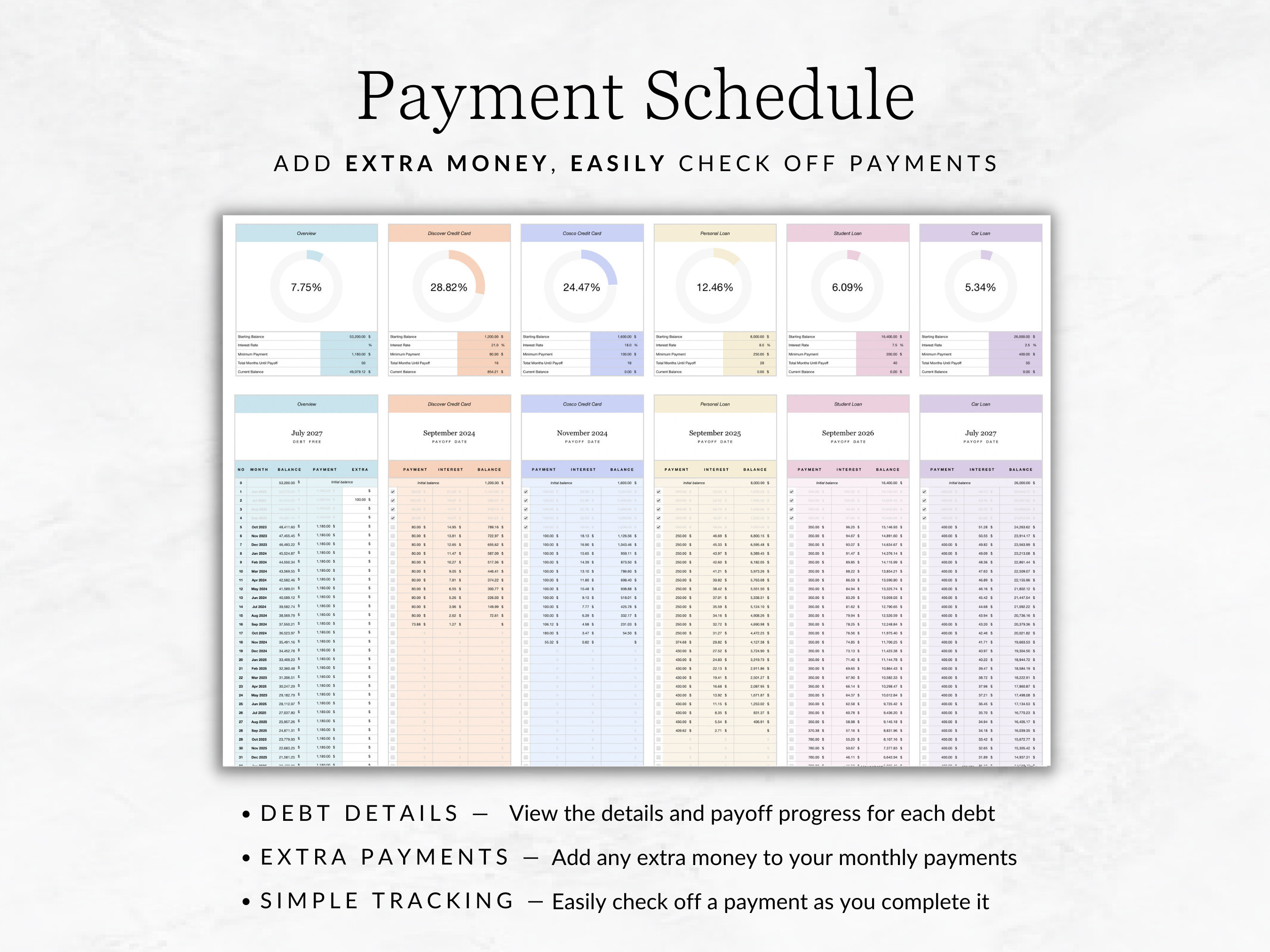 Debt Snowball Method Spreadsheet for Apple Numbers App, Loan ...