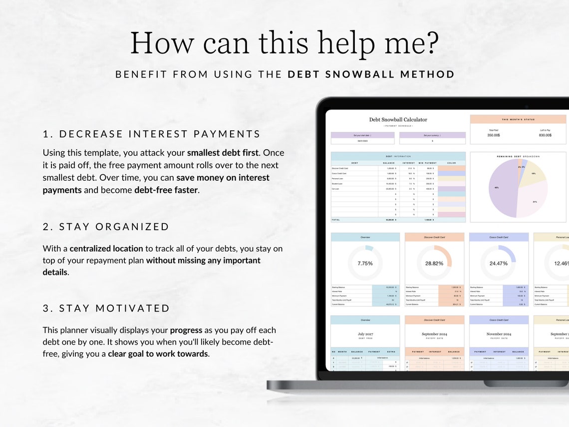 Debt Snowball Method Spreadsheet for Apple Numbers App, Loan ...