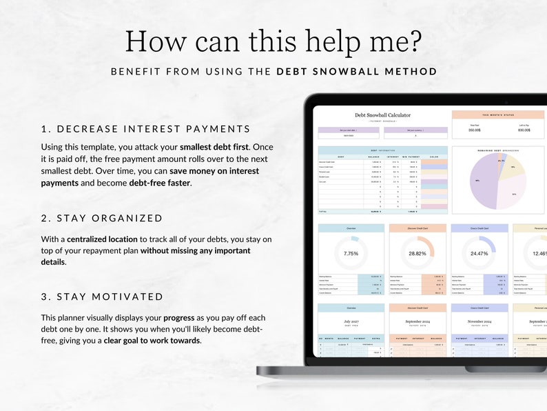 Debt Snowball Method Spreadsheet for Apple Numbers App, Loan ...