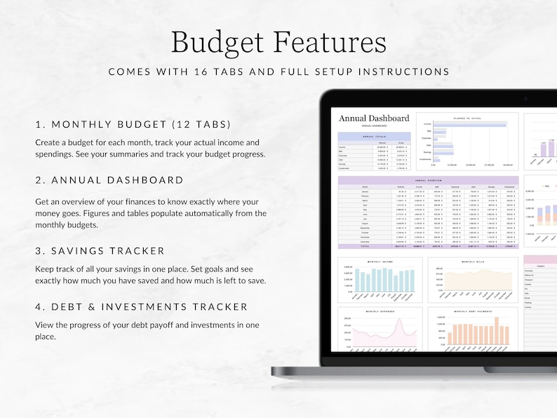 Apple Numbers Annual Budget Template for Mac, iPad and Iphone, Income ...