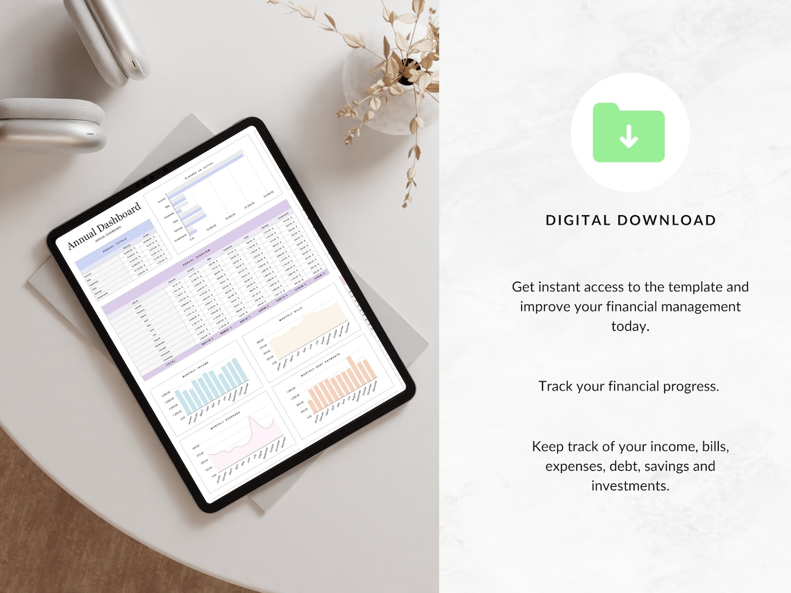 Apple Numbers Annual Budget Template for Mac, iPad and Iphone, Income ...
