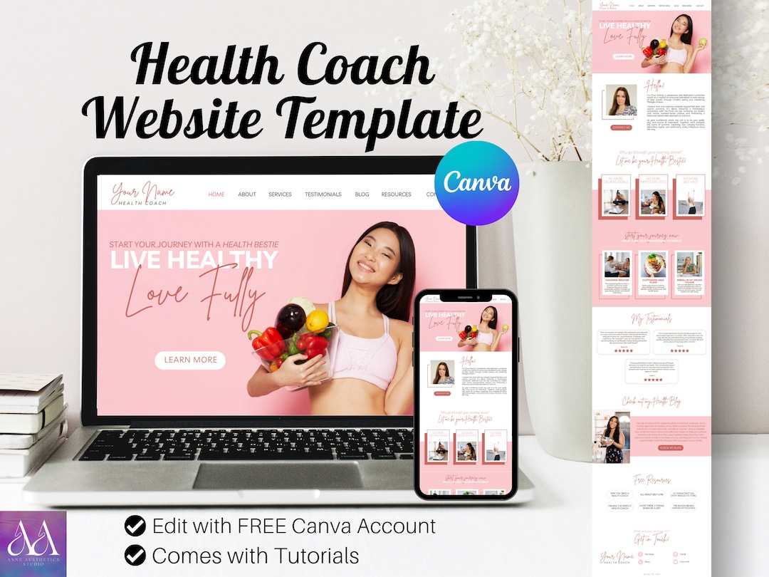 Health Coach Website Canva Coach Website Template Health and Wellness ...