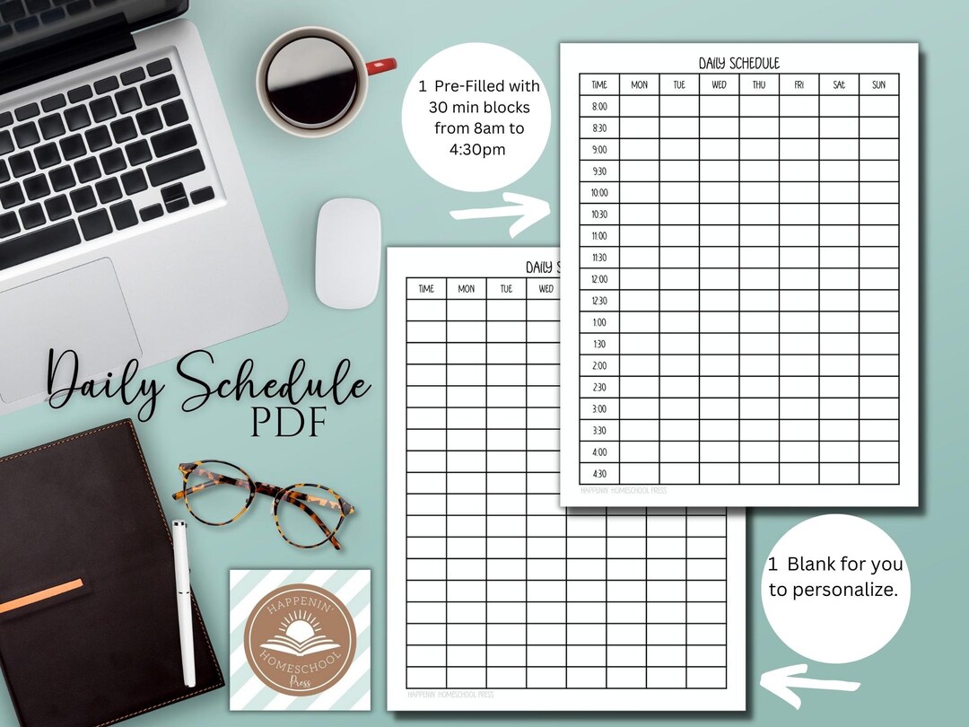 Printable Homeschool Daily Schedule Planner Page - Etsy