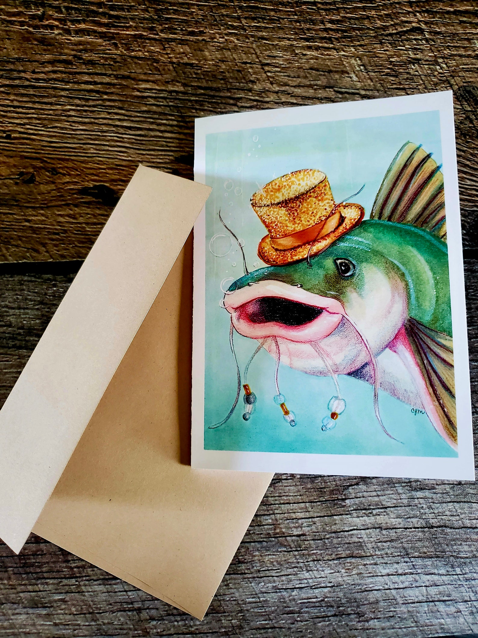 Party Catfish Blank Greeting Card - Etsy