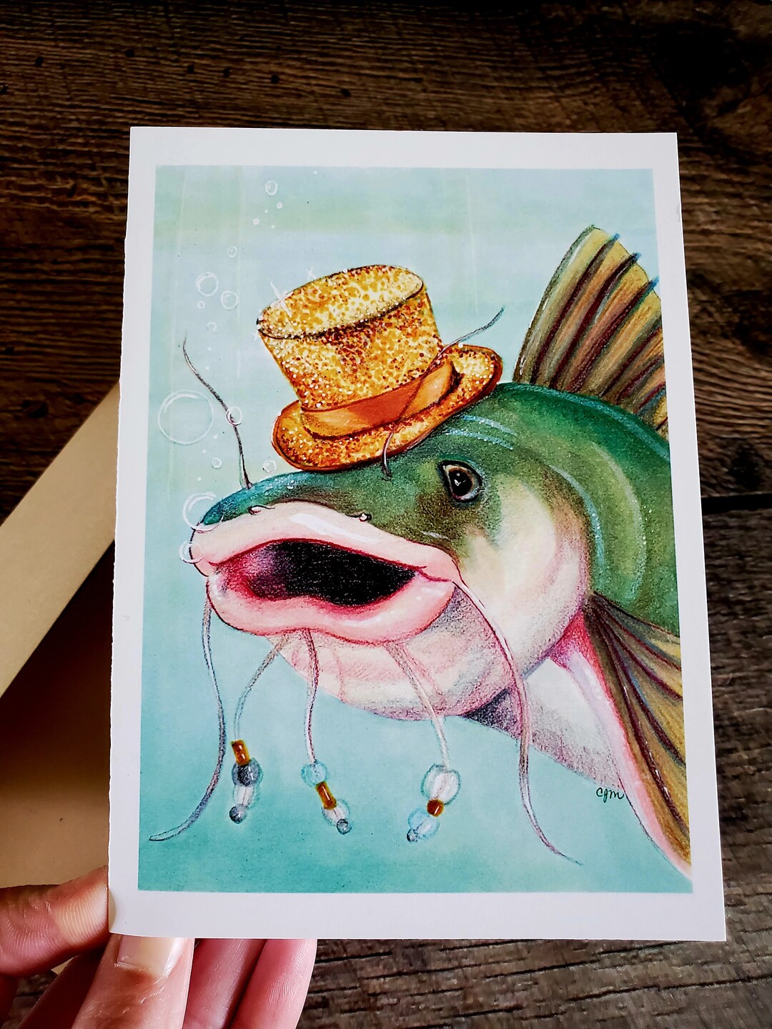 Party Catfish Blank Greeting Card - Etsy