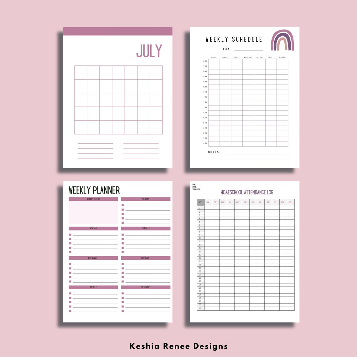 Boho Rainbow Homeschool Planner Printable | Undated Homeschool Planner ...