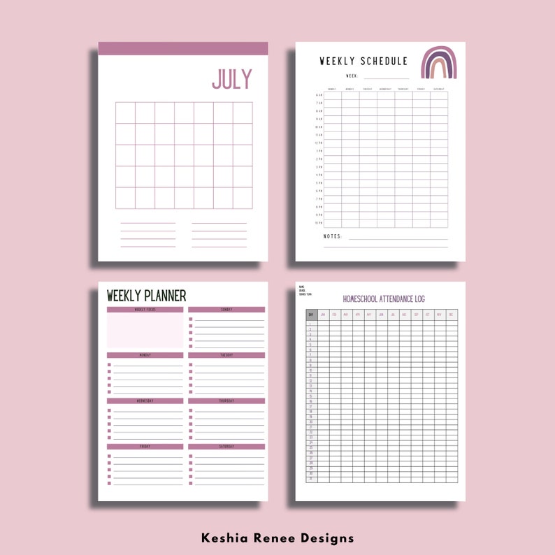 Boho Rainbow Homeschool Planner Printable | Undated Homeschool Planner ...