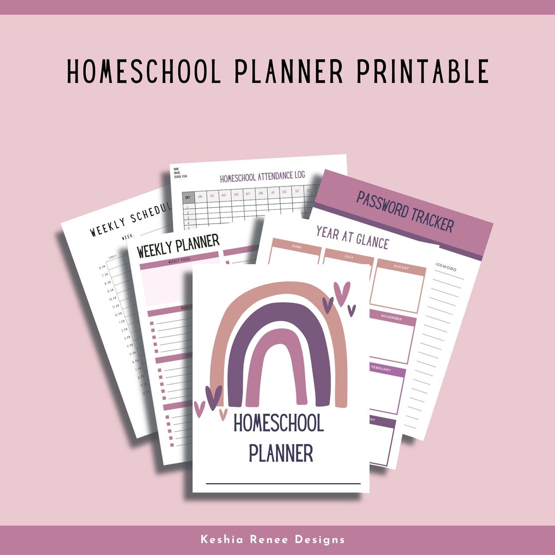 Boho Rainbow Homeschool Planner Printable | Undated Homeschool Planner ...