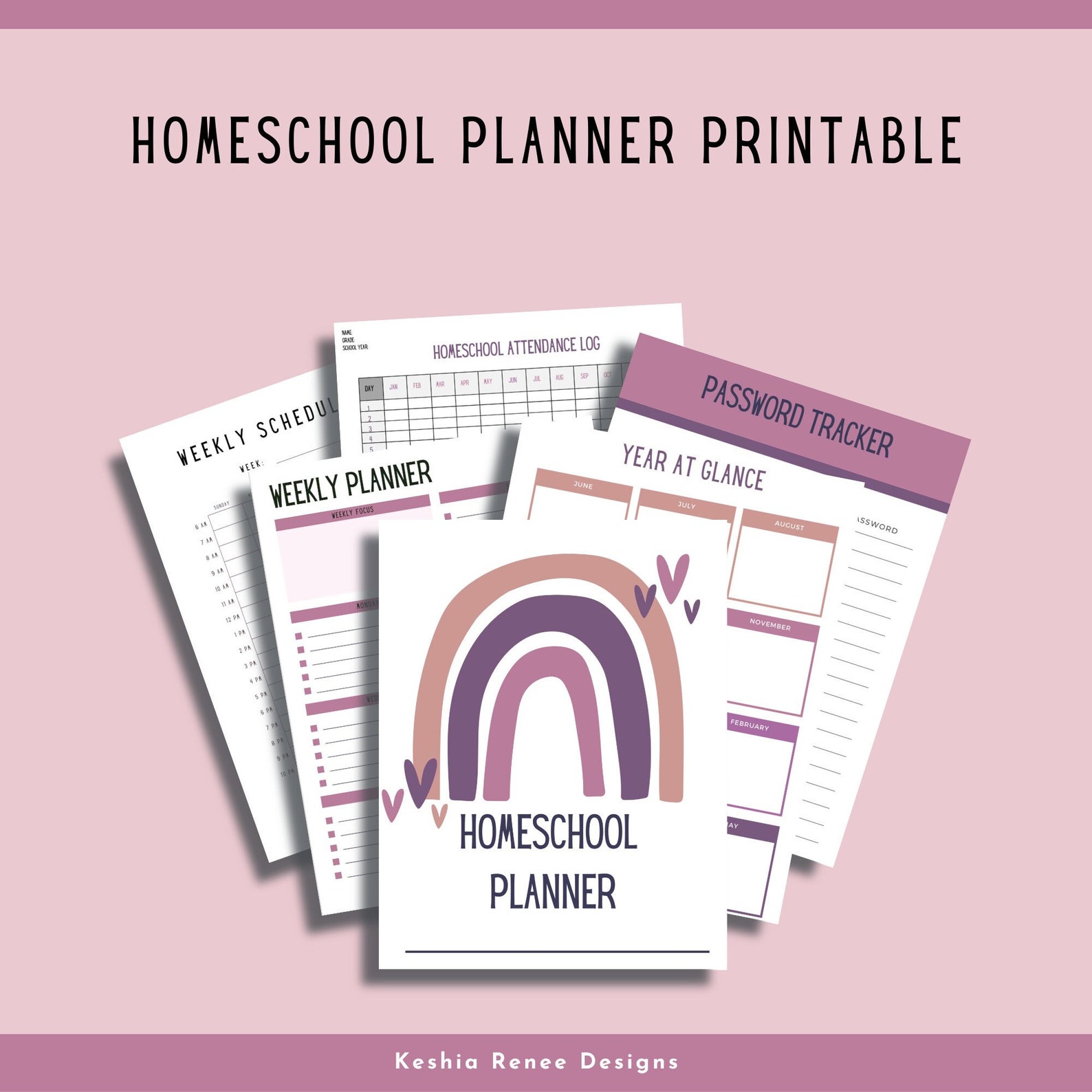 Boho Rainbow Homeschool Planner Printable | Undated Homeschool Planner ...
