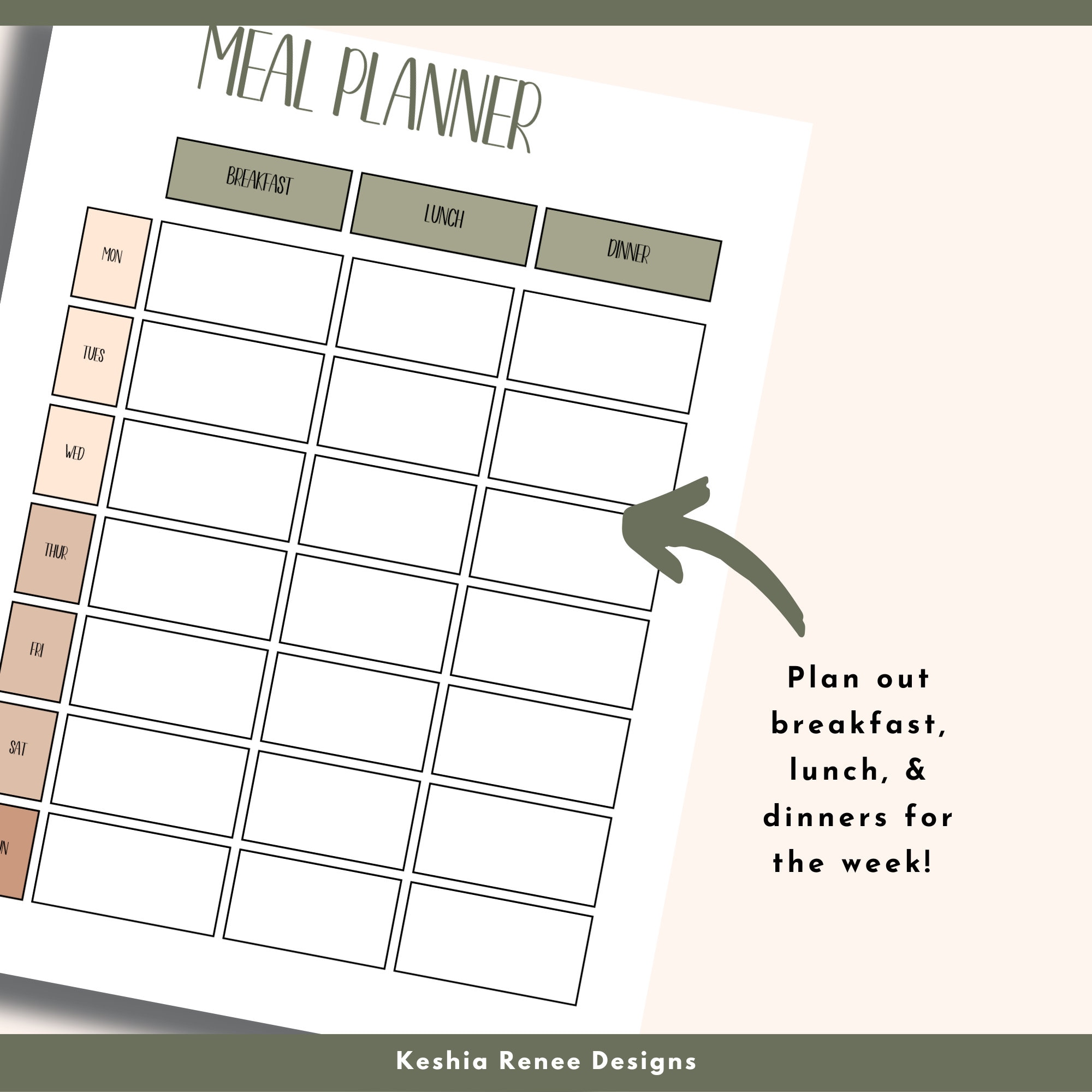 Minimalist Meal Planner Printables | Weekly Meal Planner | Monthly Meal ...