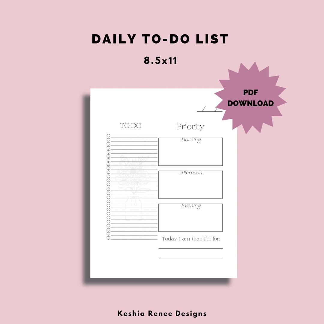 Daily To-do List PDF Download | Minimalist Daily To-do List | Plan Your ...