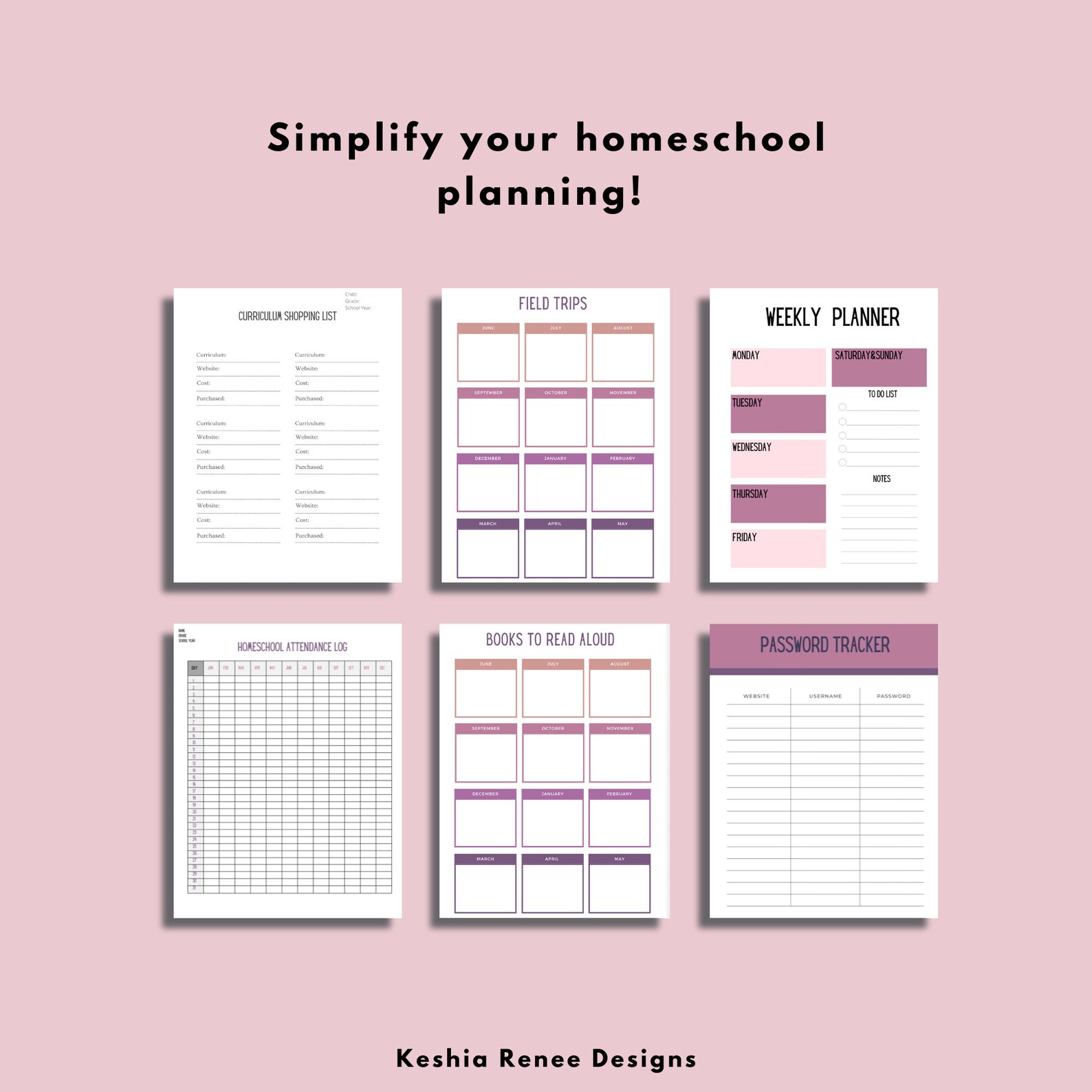 Boho Rainbow Homeschool Planner Printable | Undated Homeschool Planner ...